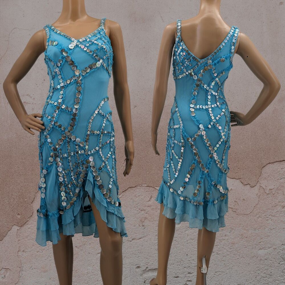 Vintage 2000s Y2k Sue Wong Silk Dress Blue Fairycore … - Gem